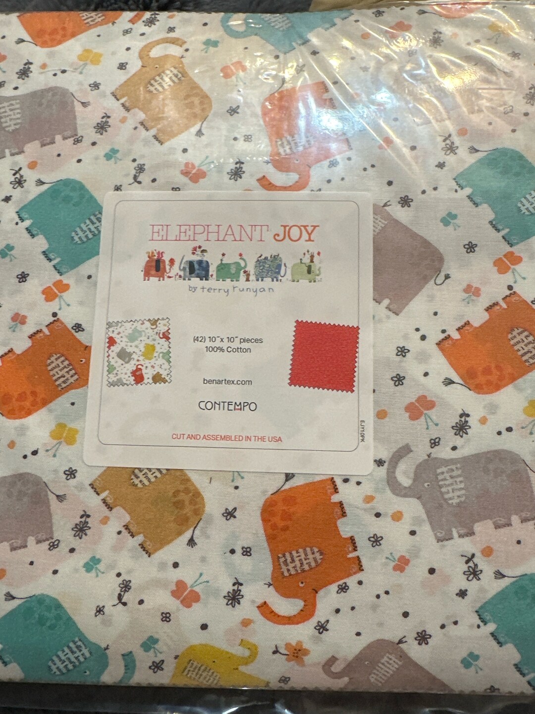 Elephant Joy 10x10 Layer Cake Contempo. Great for Quilts or Patchwork ...