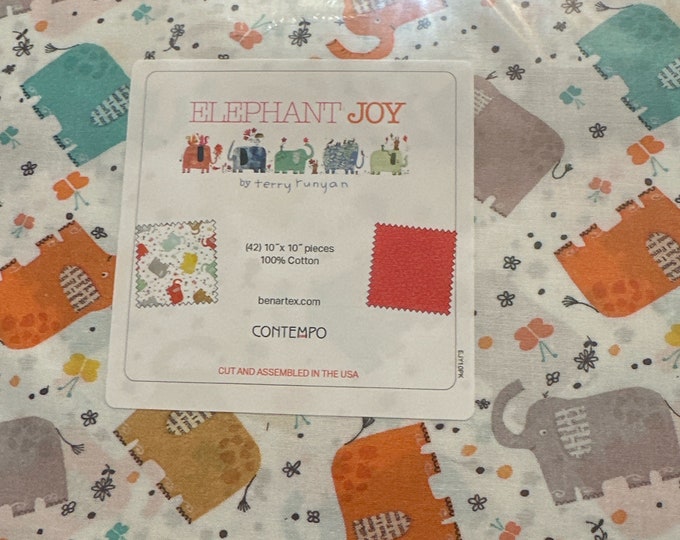 Elephant Joy 10x10 Layer Cake Contempo. Great for Quilts or Patchwork ...