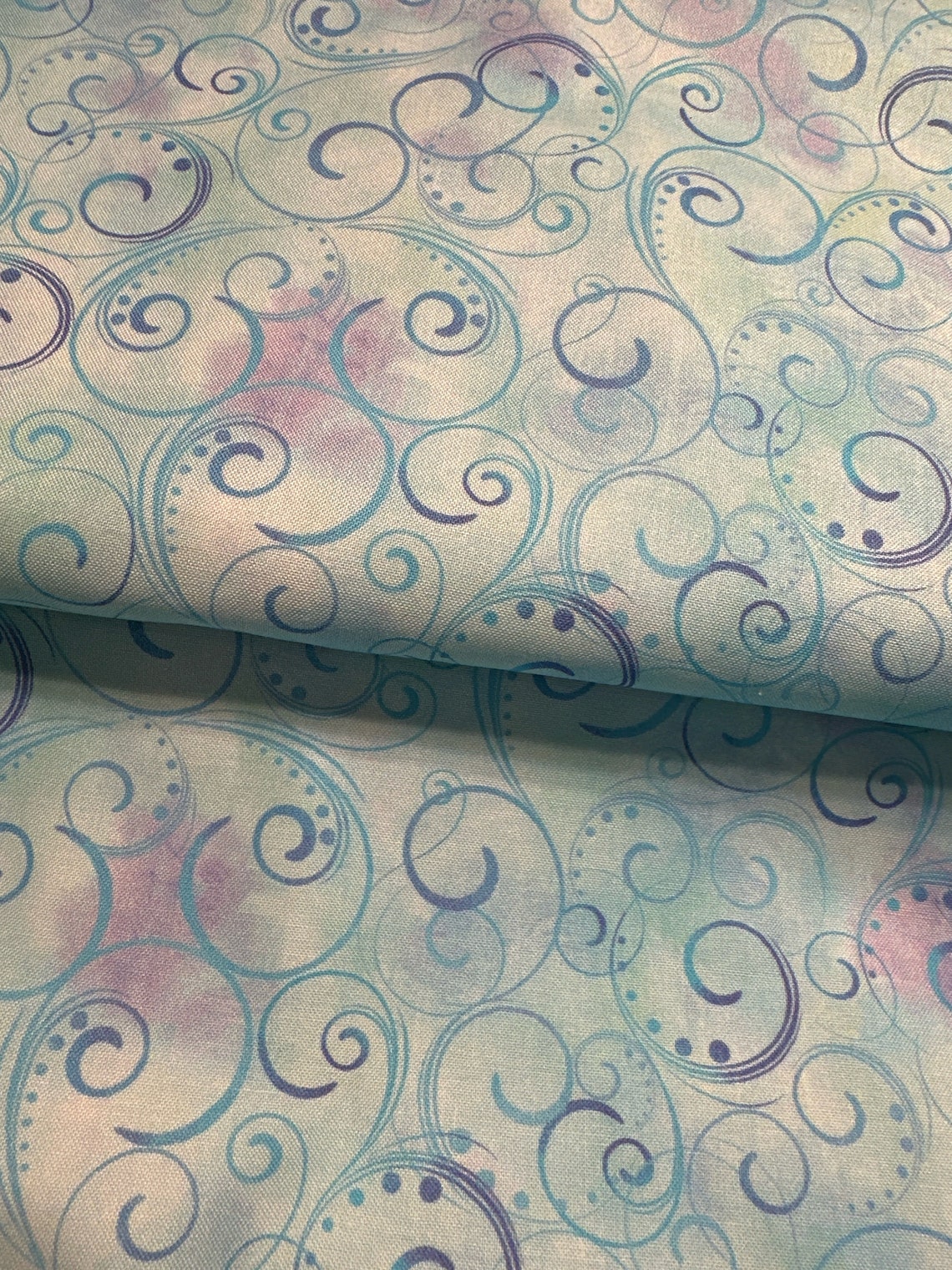 Swirling Splendor Aqua 108 Cotton Fabric. Great for Quilts Table Runner ...