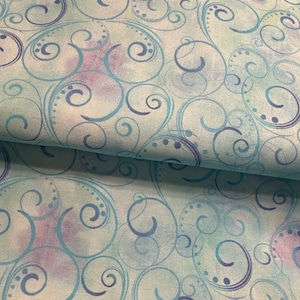 Swirling Splendor Aqua 108” Cotton Fabric. Great for Quilts Table ...