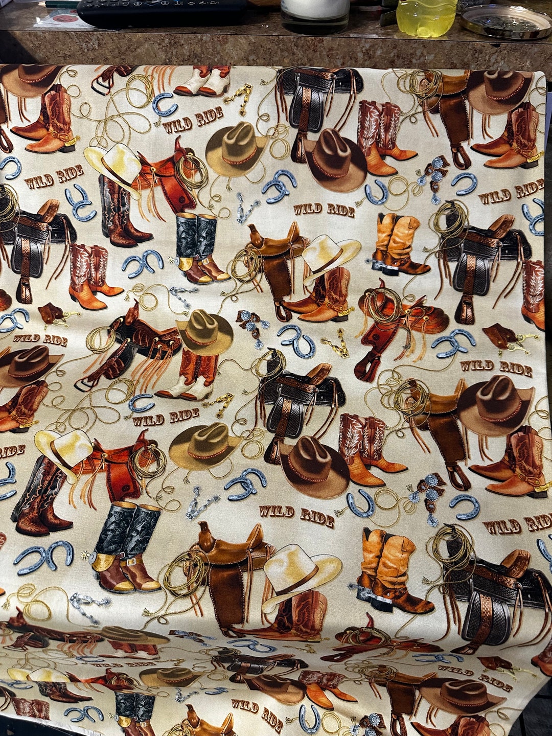 Western Ways Tan 45”. Cotton Fabric for Quilts or Curtains Gorgeous ...