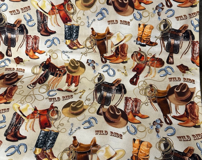 Western Ways Tan 45”. Cotton Fabric for Quilts or Curtains Gorgeous ...