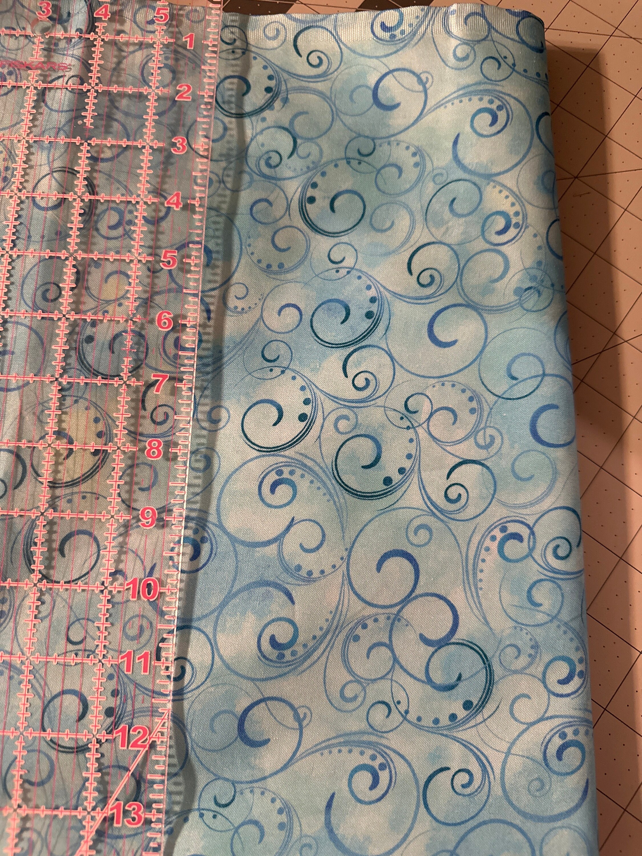 Swirling Splendor Blue Light 108 Cotton Fabric. Great for Quilts Table ...