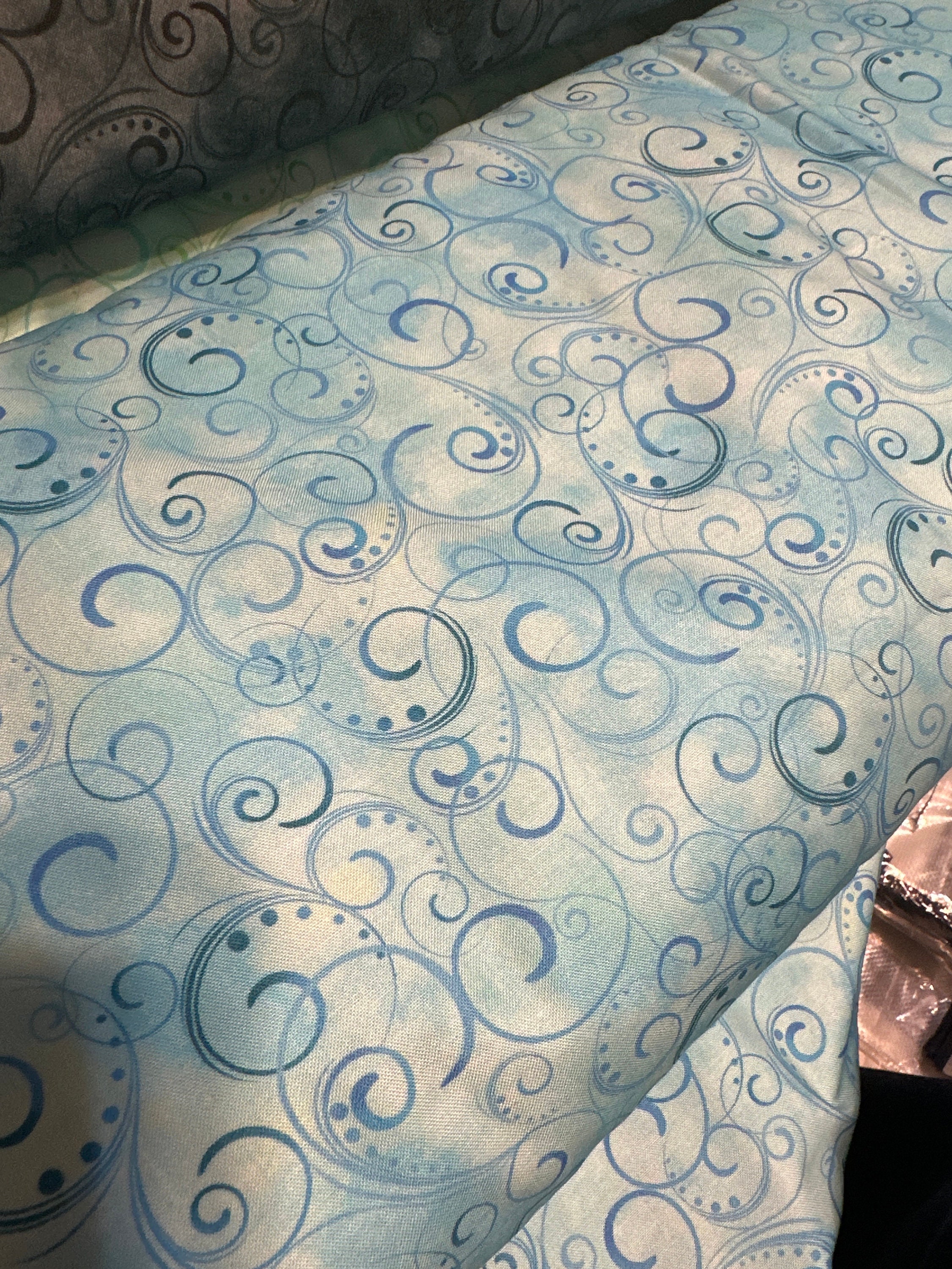 Swirling Splendor Blue Light 108 Cotton Fabric. Great for Quilts Table ...