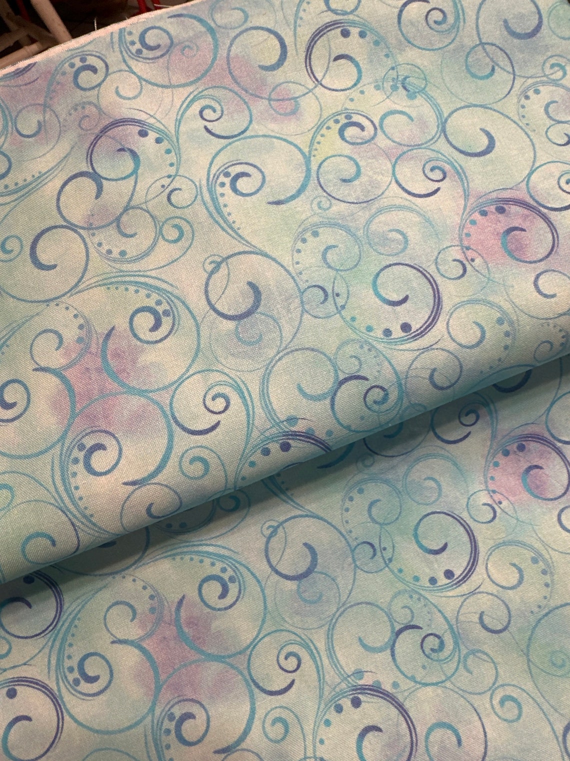Swirling Splendor Aqua 108 Cotton Fabric. Great for Quilts Table Runner ...