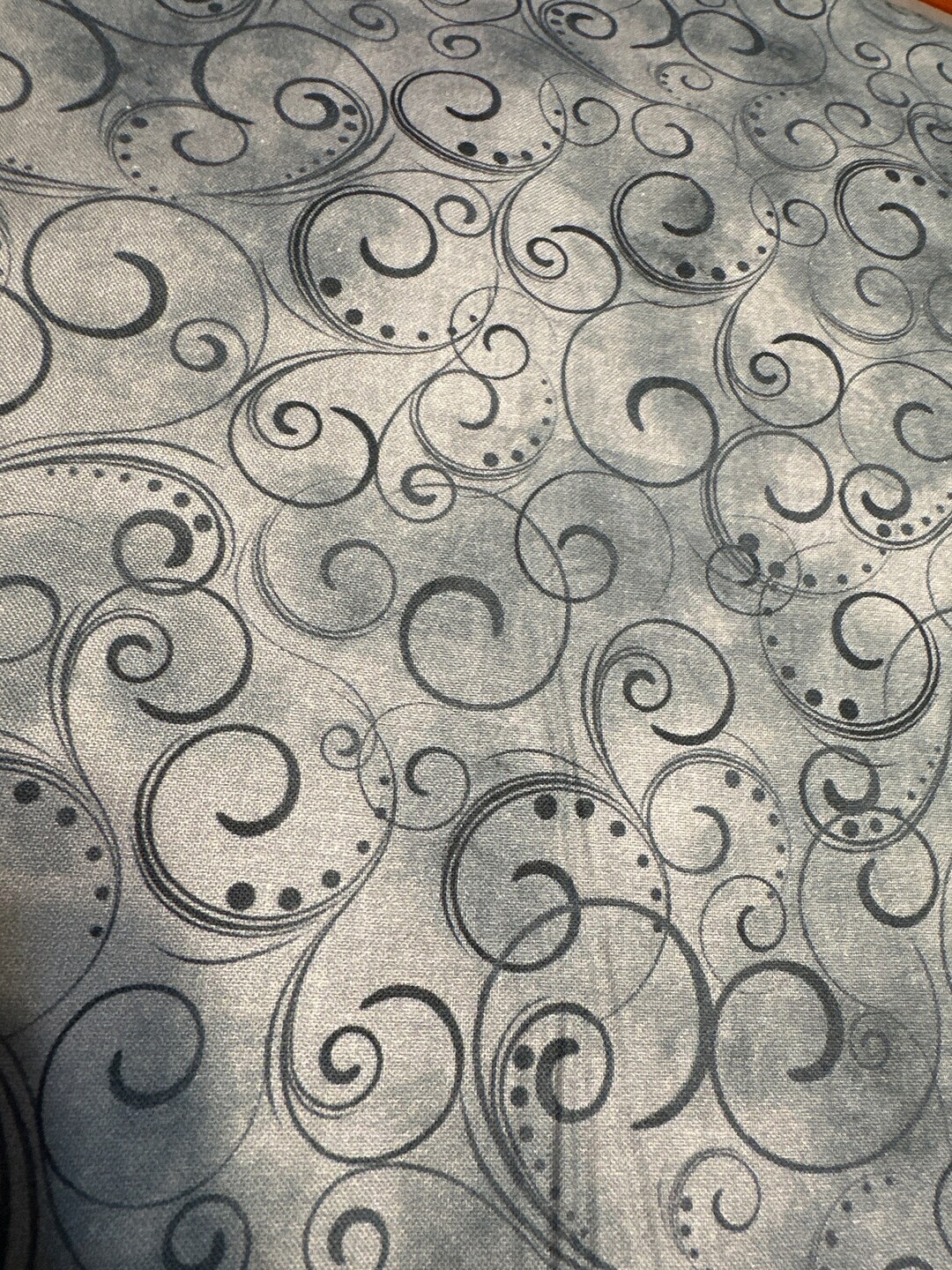 Swirling Splendor Gray Smoke 108” Cotton Fabric. Great for Quilts Table ...