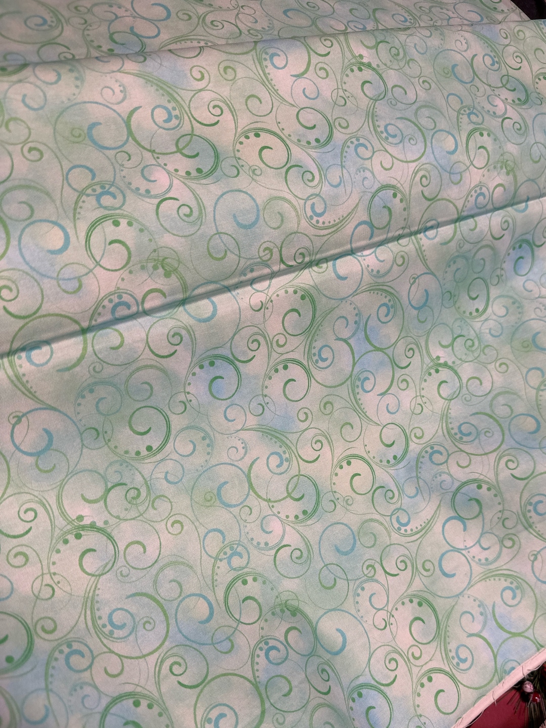 Swirling Splendor Mint 108” Cotton Fabric. Great for Quilts Table ...
