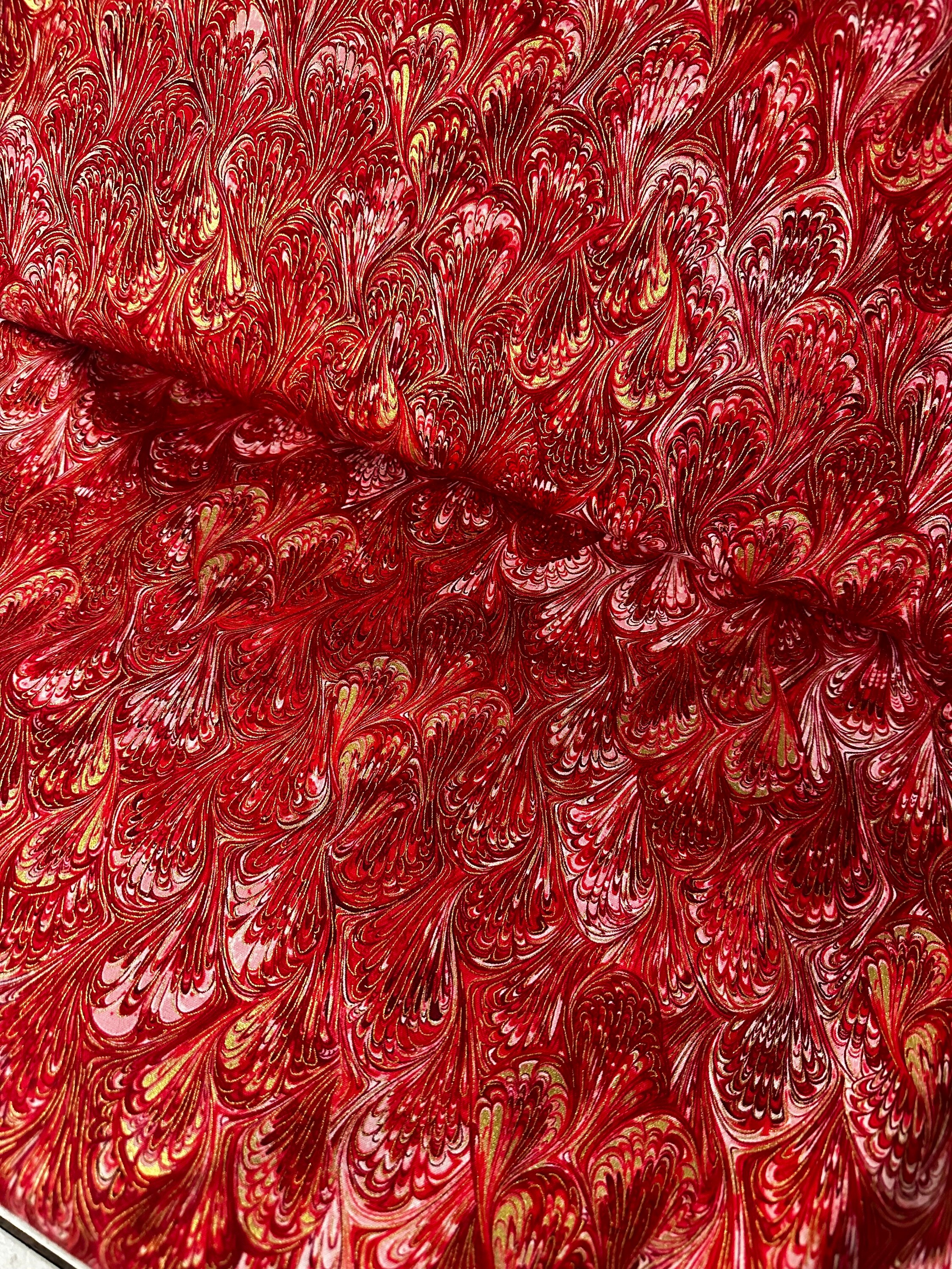 Marble Red 45”. Cotton Fabric for Quilts or Curtains Gorgeous Western ...