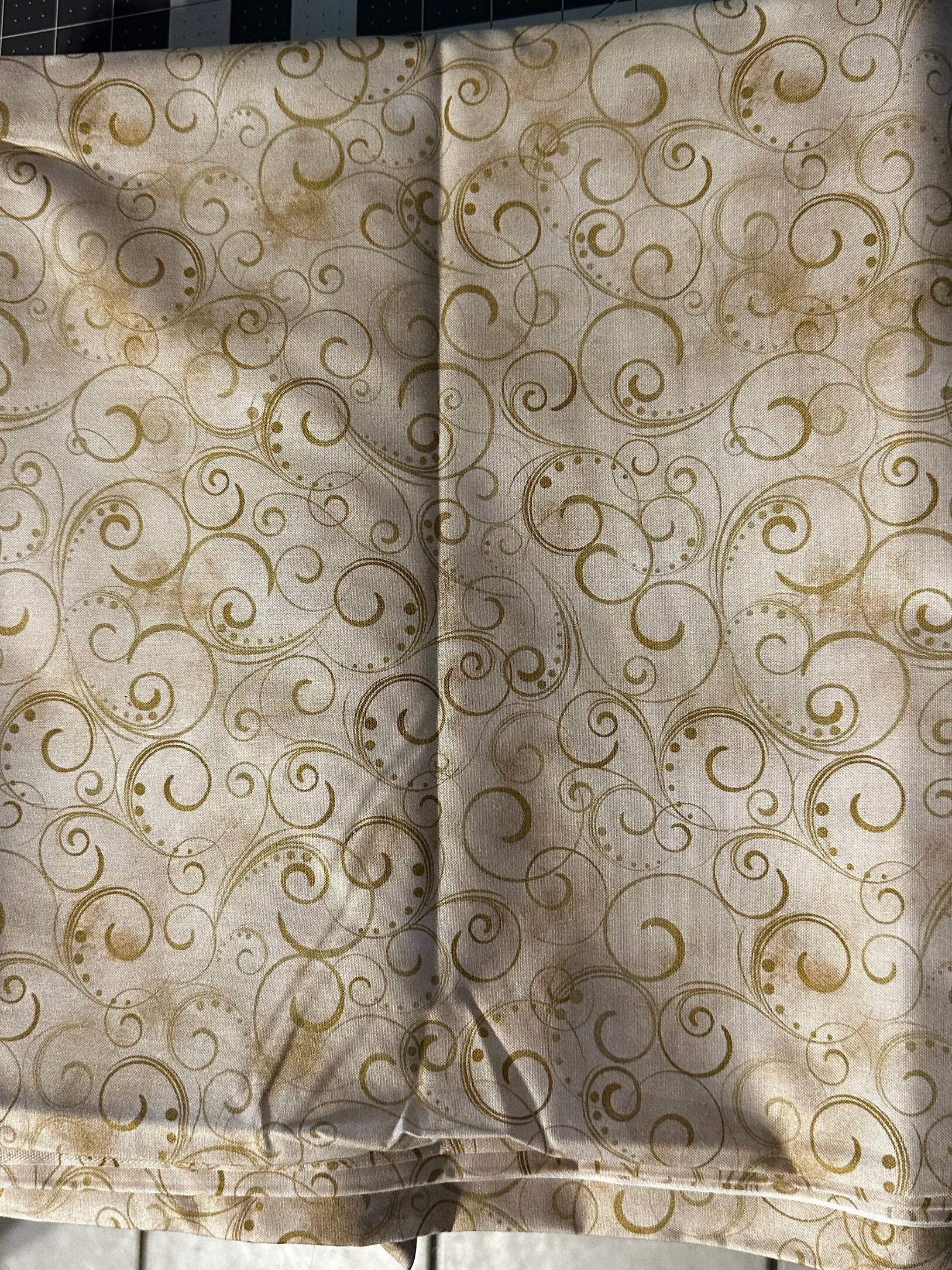 Swirling Splendor Tan 108 Cotton Fabric. Great for Quilts Table Runner ...