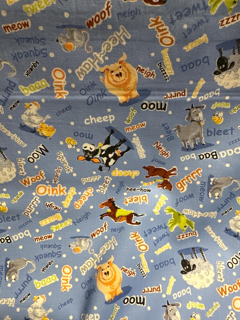 Barnyard Blues 45” Cotton Fabric Susybee . Great for Quilts, Table ...