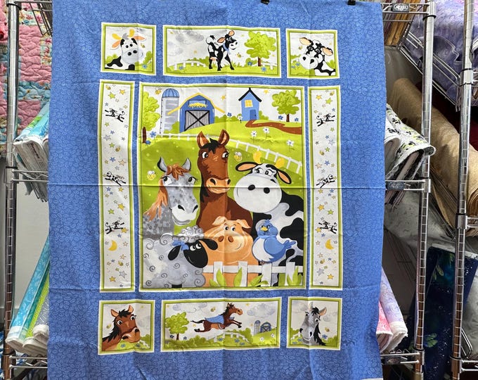 Barnyard Blues Fabric Panel. 36x45. Susybee Creator of the Cutest ...