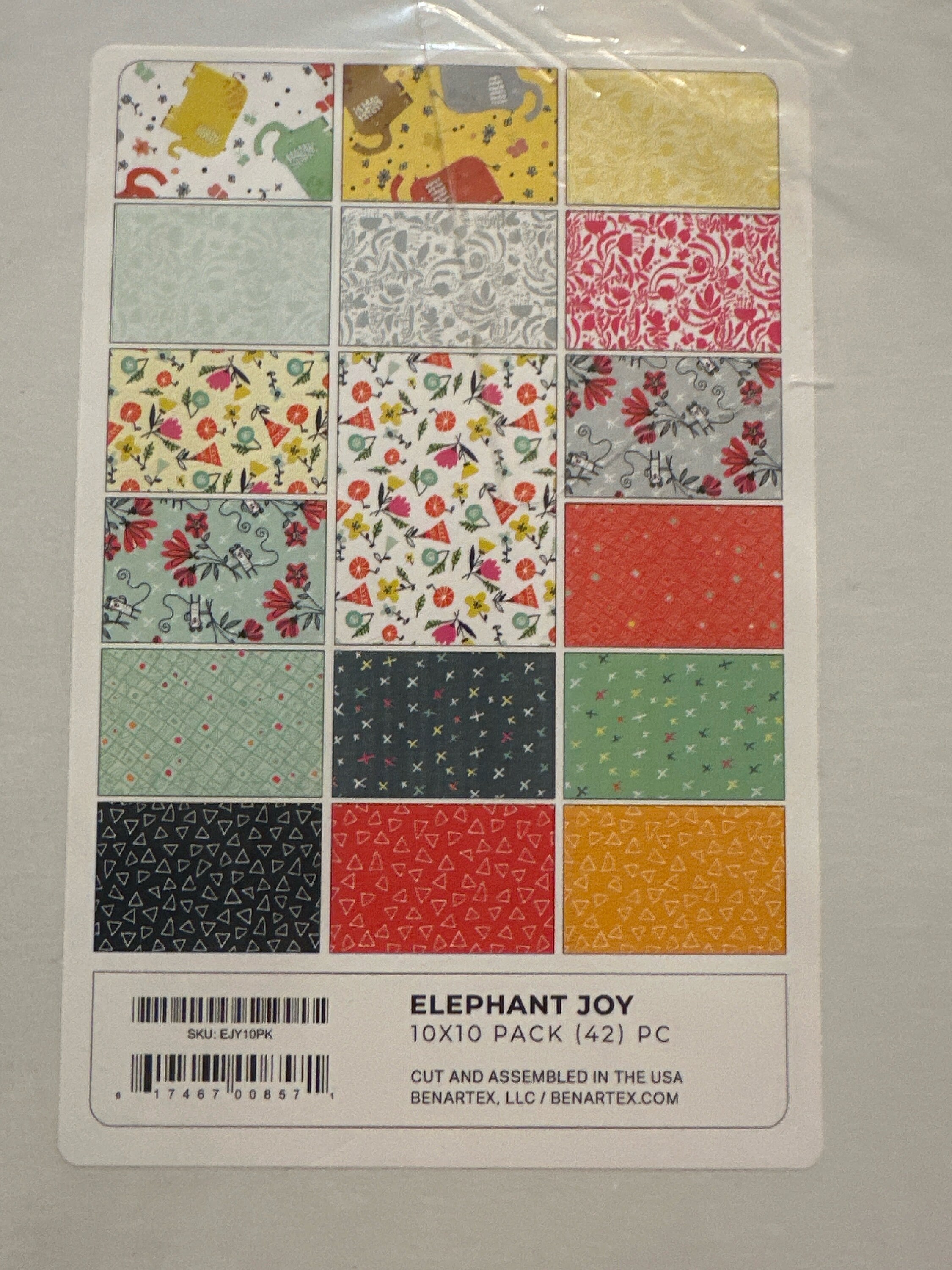 Elephant Joy 10x10 Layer Cake Contempo. Great for Quilts or Patchwork ...