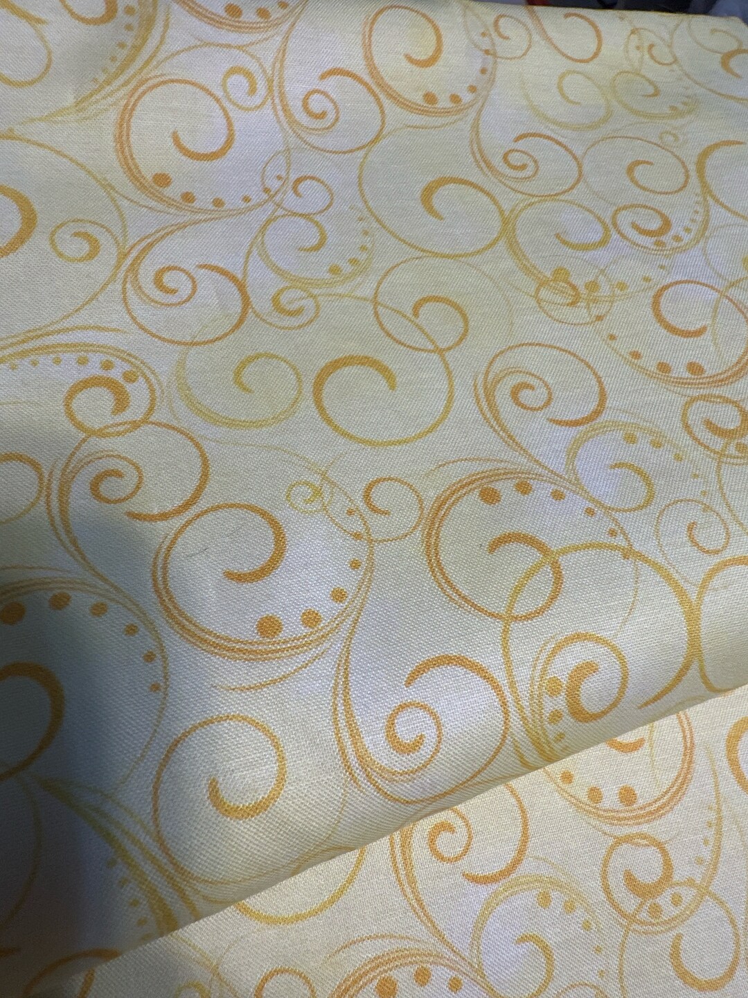 Swirling Splendor Yellow 108” Cotton Fabric. Great for Quilts Table ...