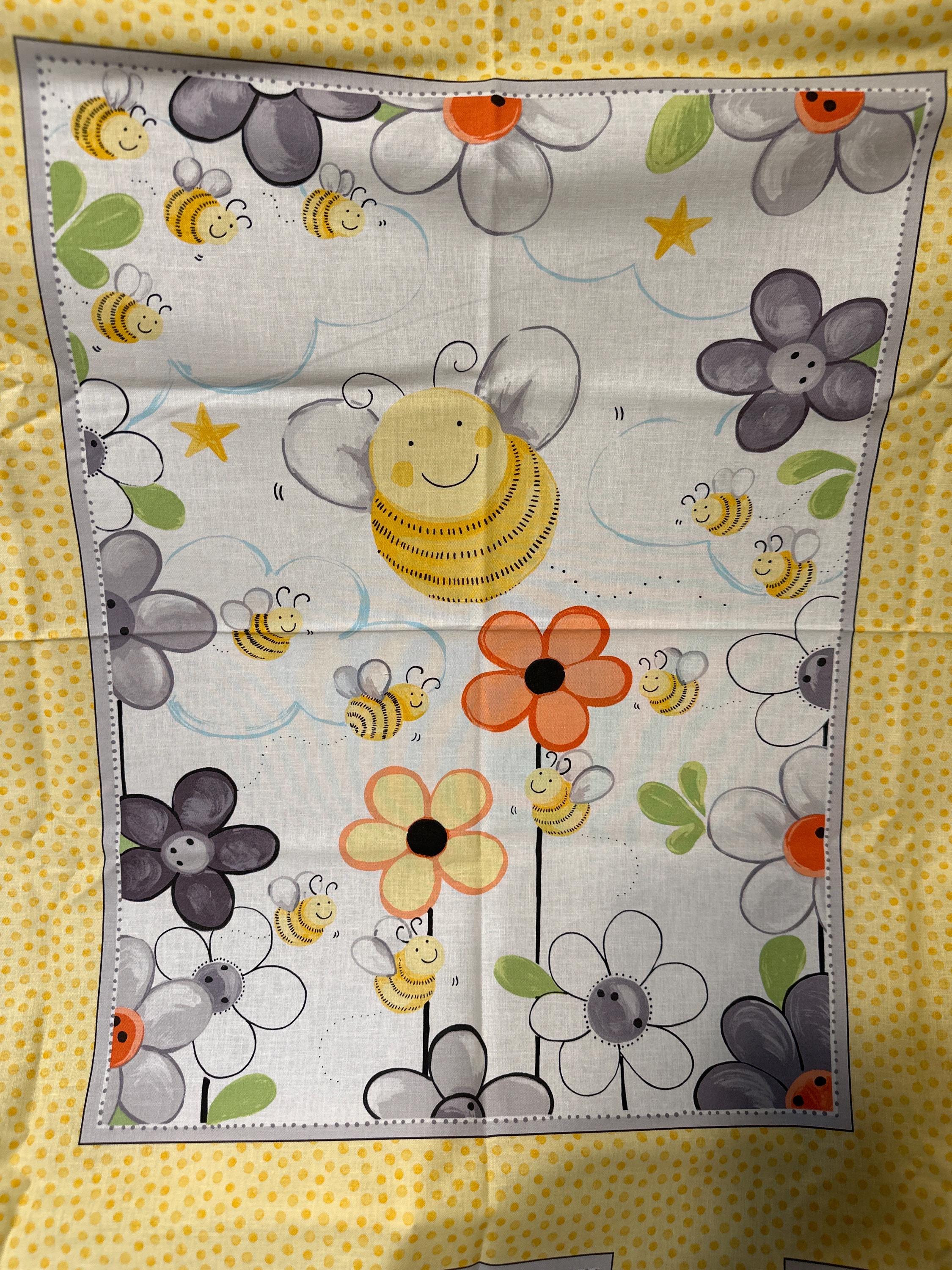 Sweet Bees Panel. Susybee Adorable Bees and Flowers. Great for a Wall ...