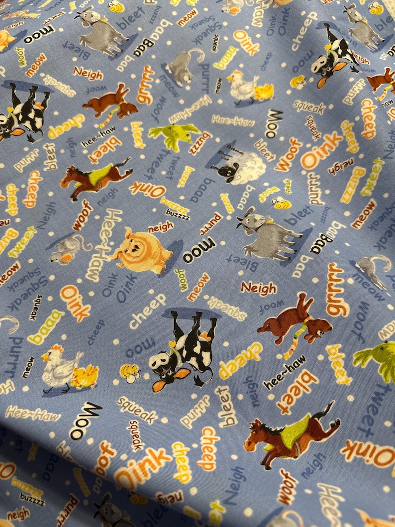 Barnyard Blues 45” Cotton Fabric Susybee . Great for Quilts, Table ...