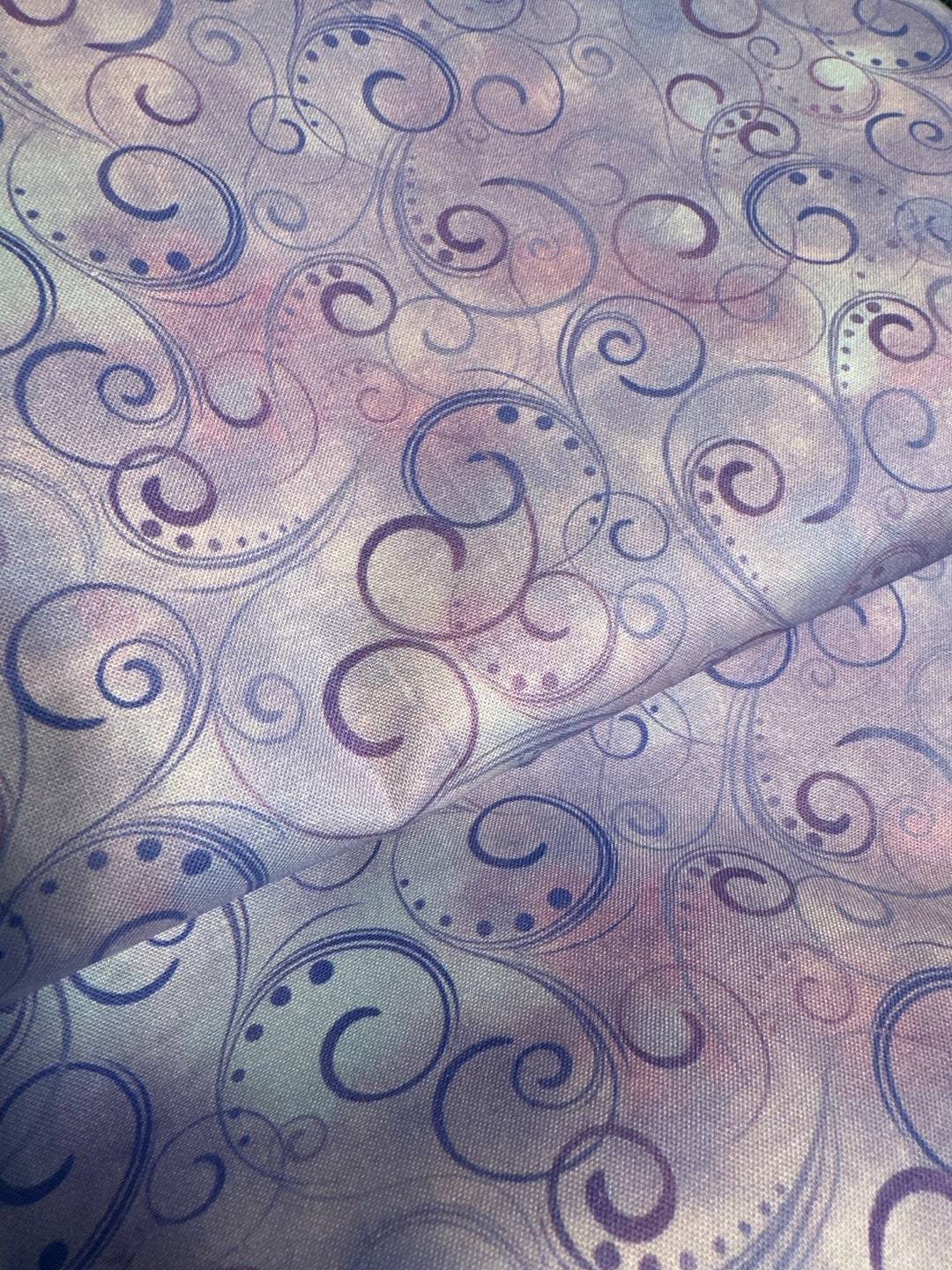 Swirling Splendor Periwinkle 108” Cotton Fabric. Great for Quilts Table ...