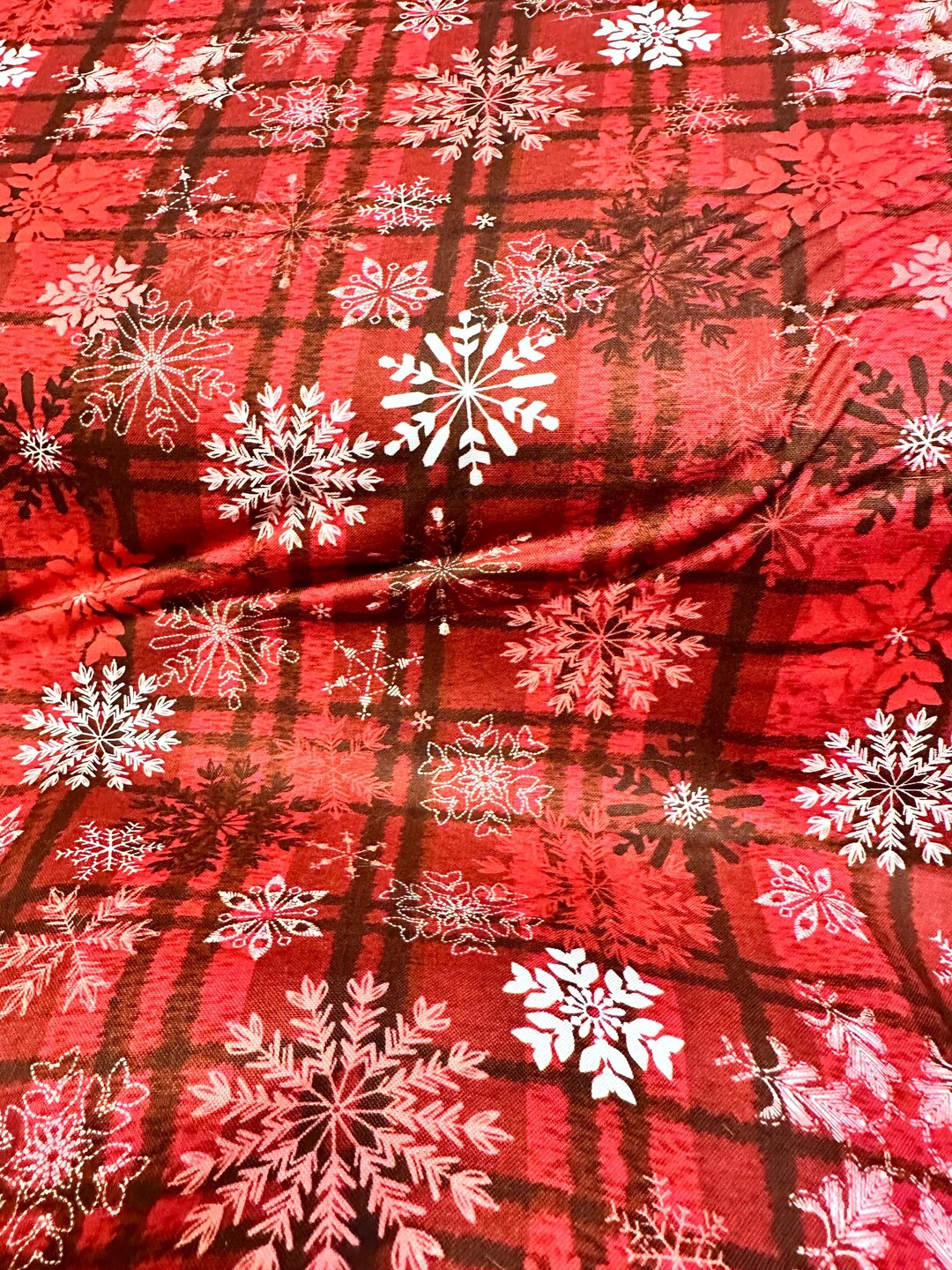 Snowflake Plaid Red 45” Part of Holiday Farmhouse With Benartex Great ...