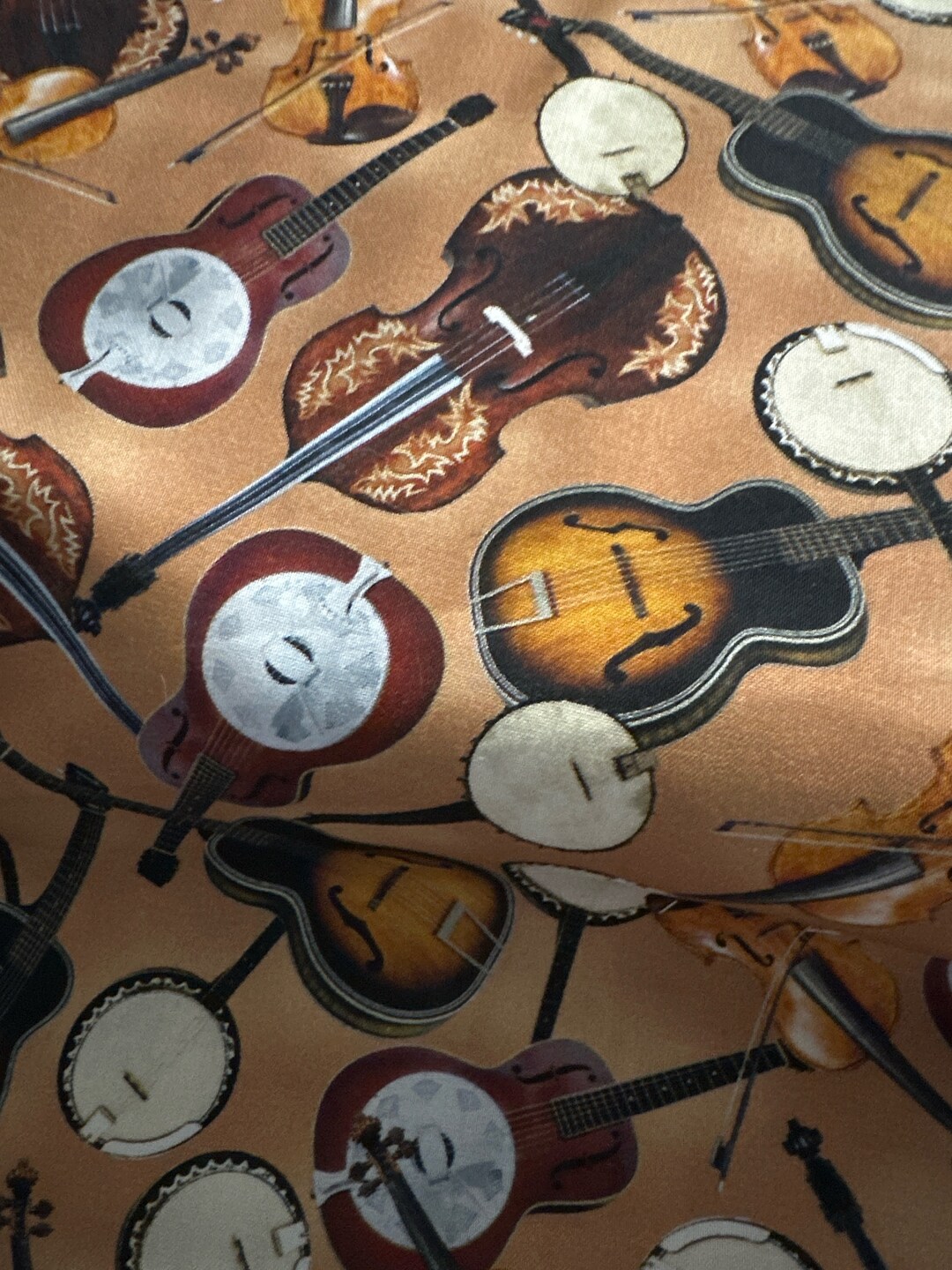 Country Music Light Brown 45”. Cotton Fabric for Quilts or Curtains ...