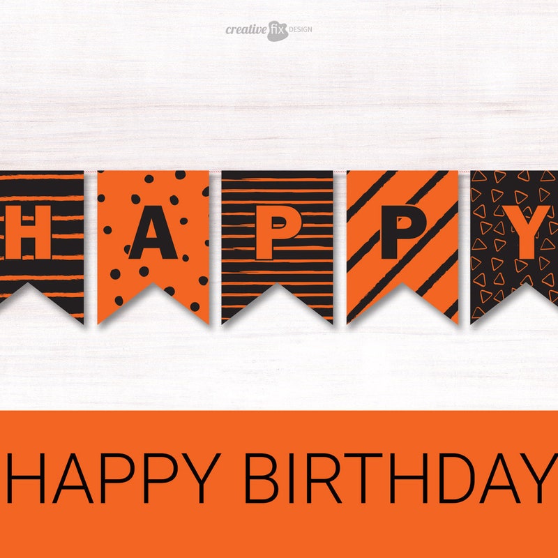 Orange Happy Birthday Banner - Etsy
