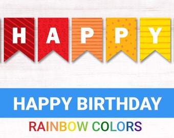 Happy Birthday Orange Banner. PRINTABLE Orange Bunting. Orange | Etsy