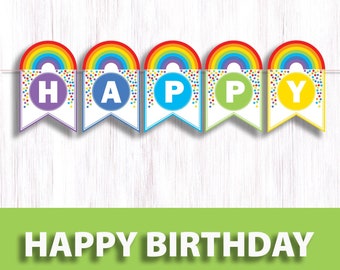 Confetti Birthday Banner Printable Happy Birthday Wall Decor | Etsy