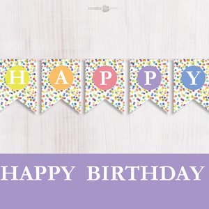 Confetti Happy Birthday Banner. PRINTABLE Colorful Watercolor Confetti ...