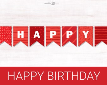 Red Birthday Banner - Etsy