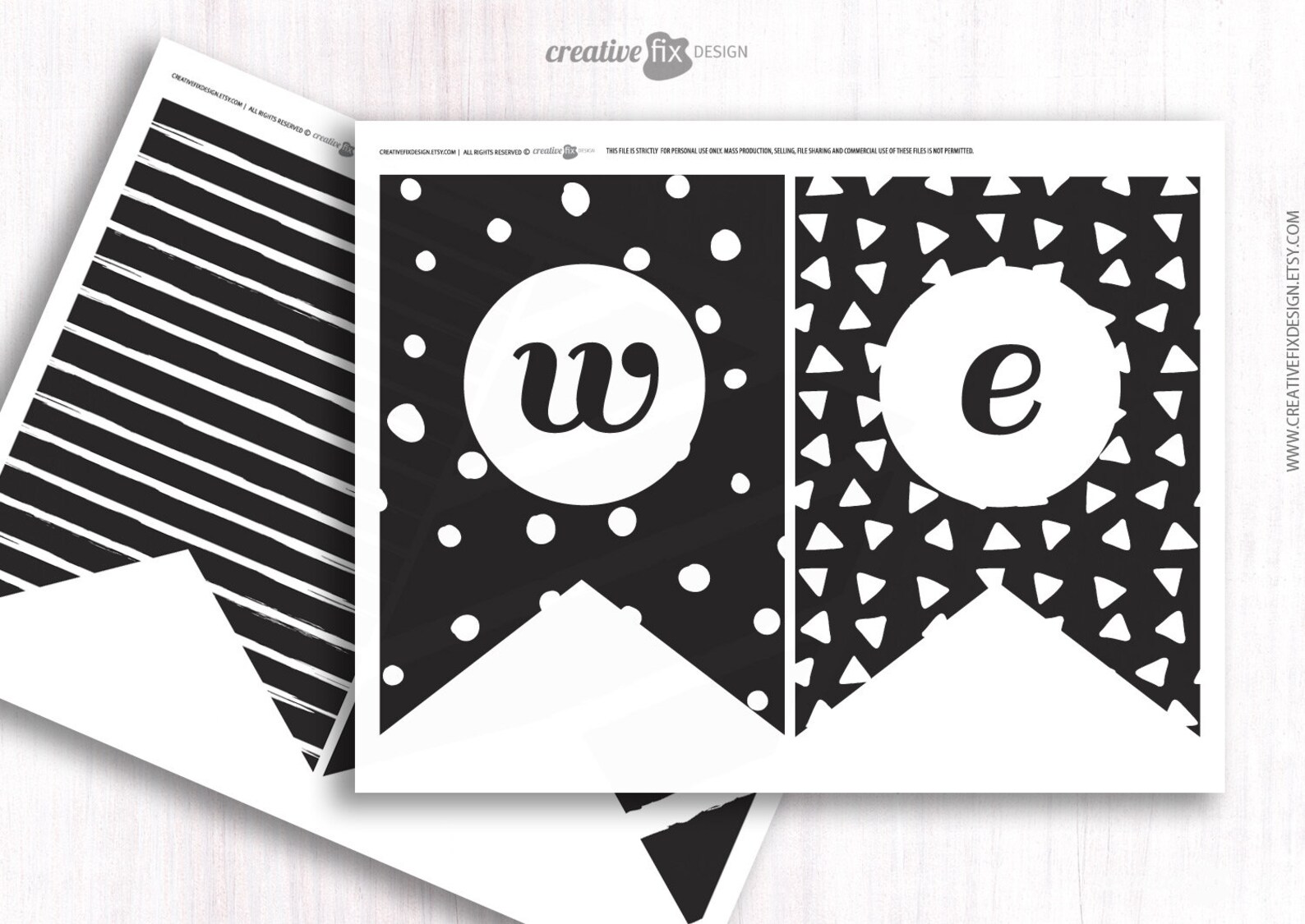 Welcome Baby PRINTABLE Black White Bunting. Baby Shower - Etsy