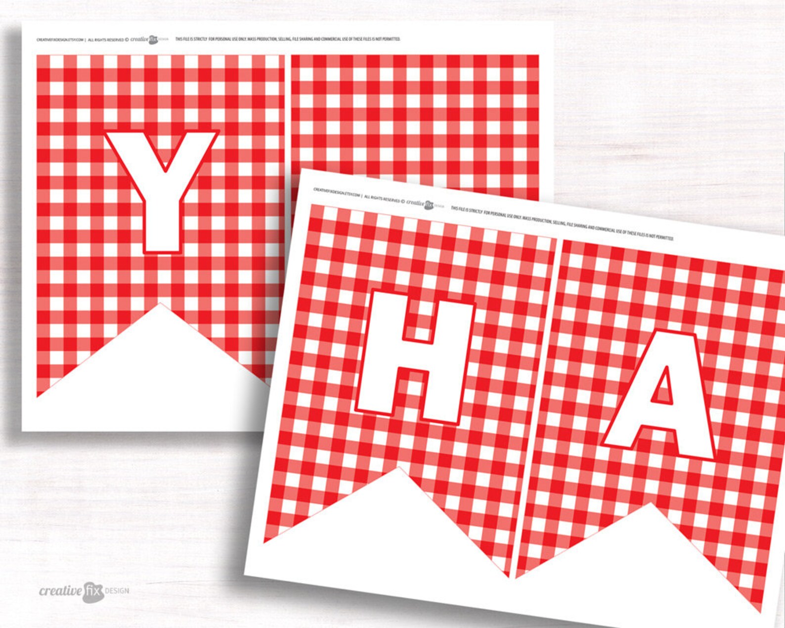 Red Plaid Happy Birthday Printable Banner. Paper Bunting Flags - Etsy