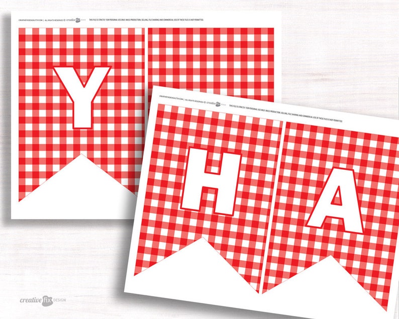Red Plaid Happy Birthday Printable Banner. Paper Bunting Flags - Etsy