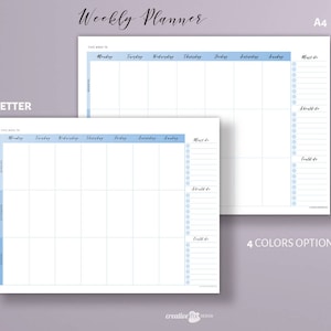 WEEKLY Planner Printable. One Page Week Plan. Priority to Do List Color ...