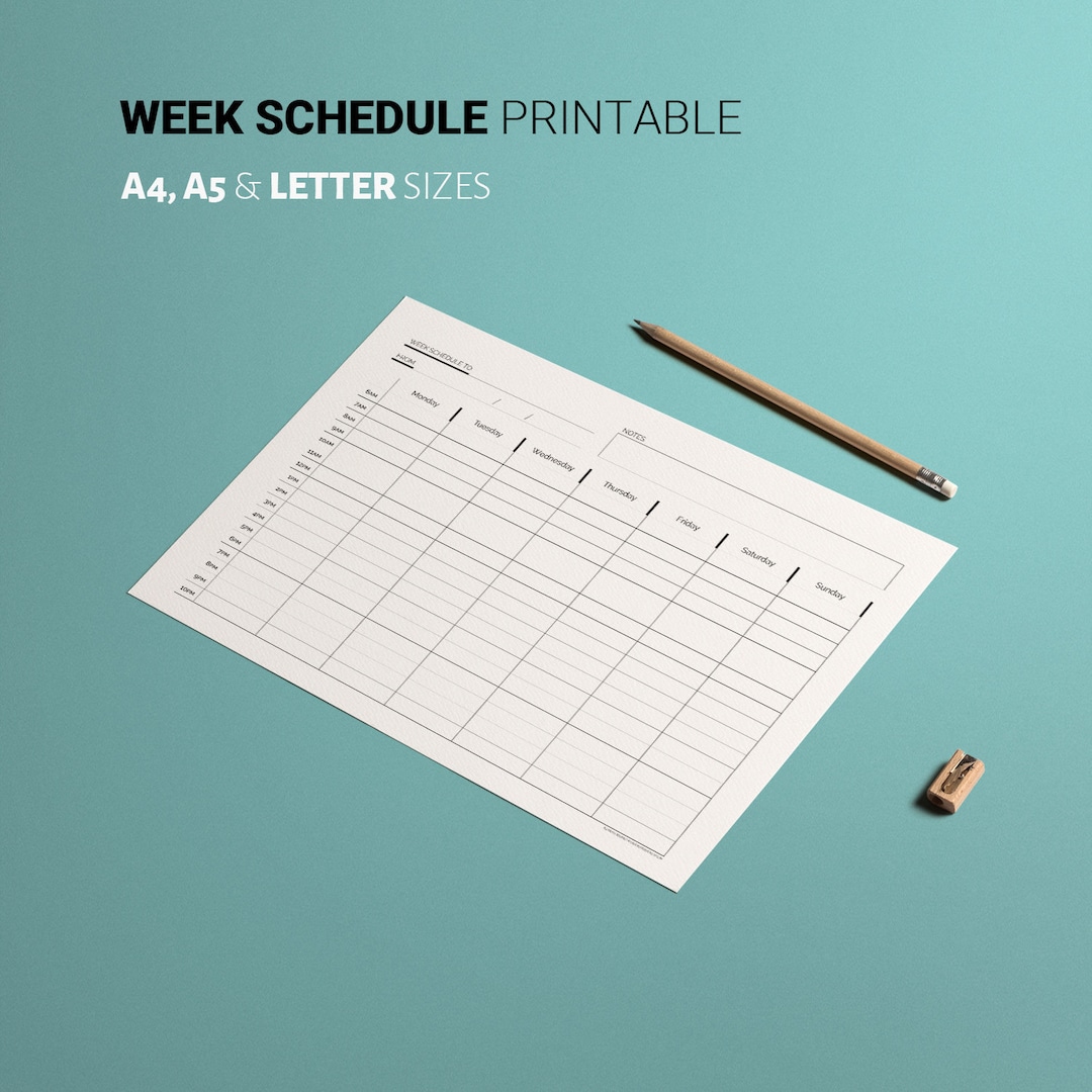 Weekly Planner Printable. Weekly Schedule 6am 10pm. Hourly Planner ...