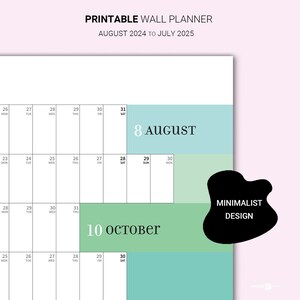 2024/25 Calendar AUGUST to JULY. PRINTABLE Midyear Large Wall Planner ...