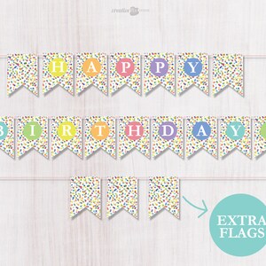 Confetti Happy Birthday Banner. PRINTABLE Colorful Watercolor Confetti ...