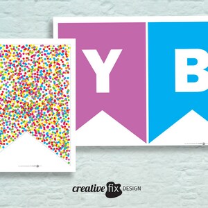 Confetti Birthday Banner Printable Happy Birthday Wall Decor Rainbow ...