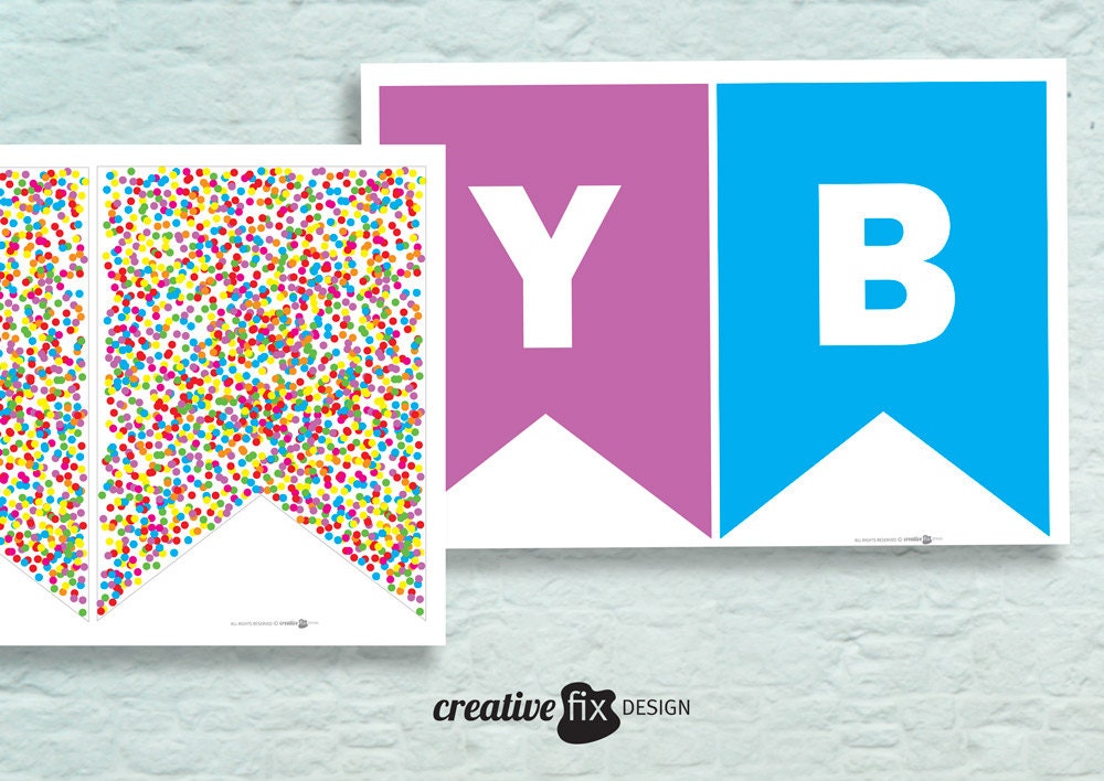 Confetti Birthday Banner Printable Happy Birthday Wall Decor - Etsy