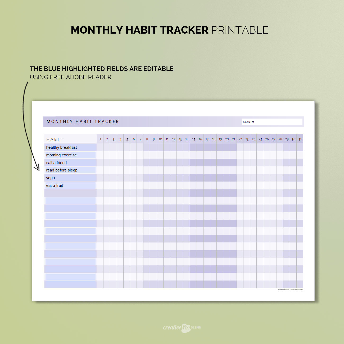 Monthly HABIT TRACKER Printable. to Do List Tracking. Routine - Etsy