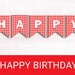 Red Plaid Happy Birthday Printable Banner. Paper Bunting Flags Wall ...