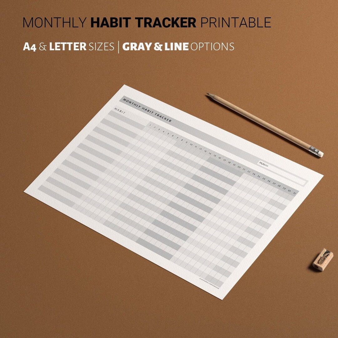 Monthly HABIT TRACKER Printable. Black White List Tracking. Routine ...