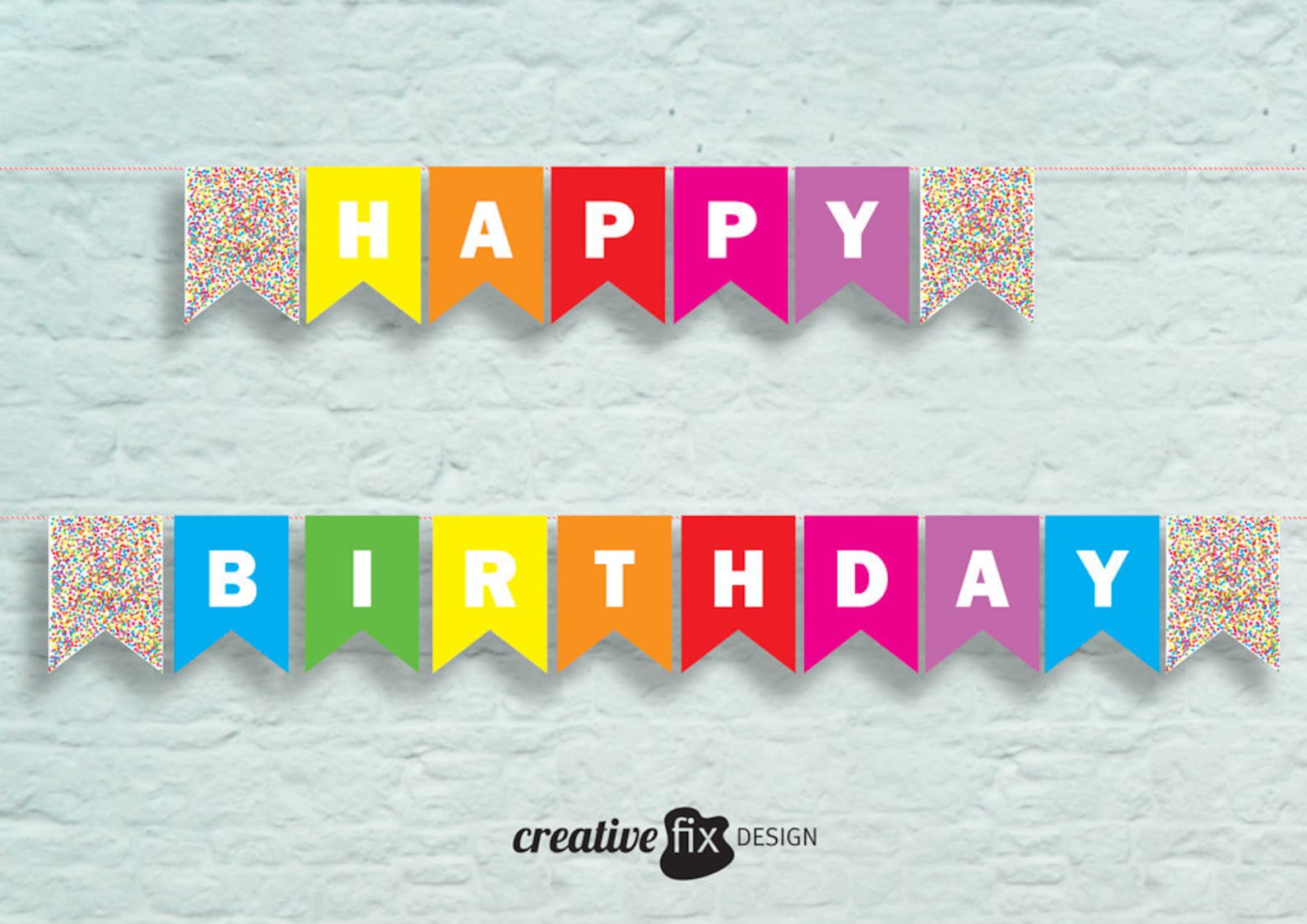 Confetti Birthday Banner Printable Happy Birthday Wall Decor - Etsy