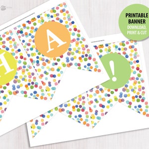 Confetti Happy Birthday Banner. PRINTABLE Colorful Watercolor Confetti ...