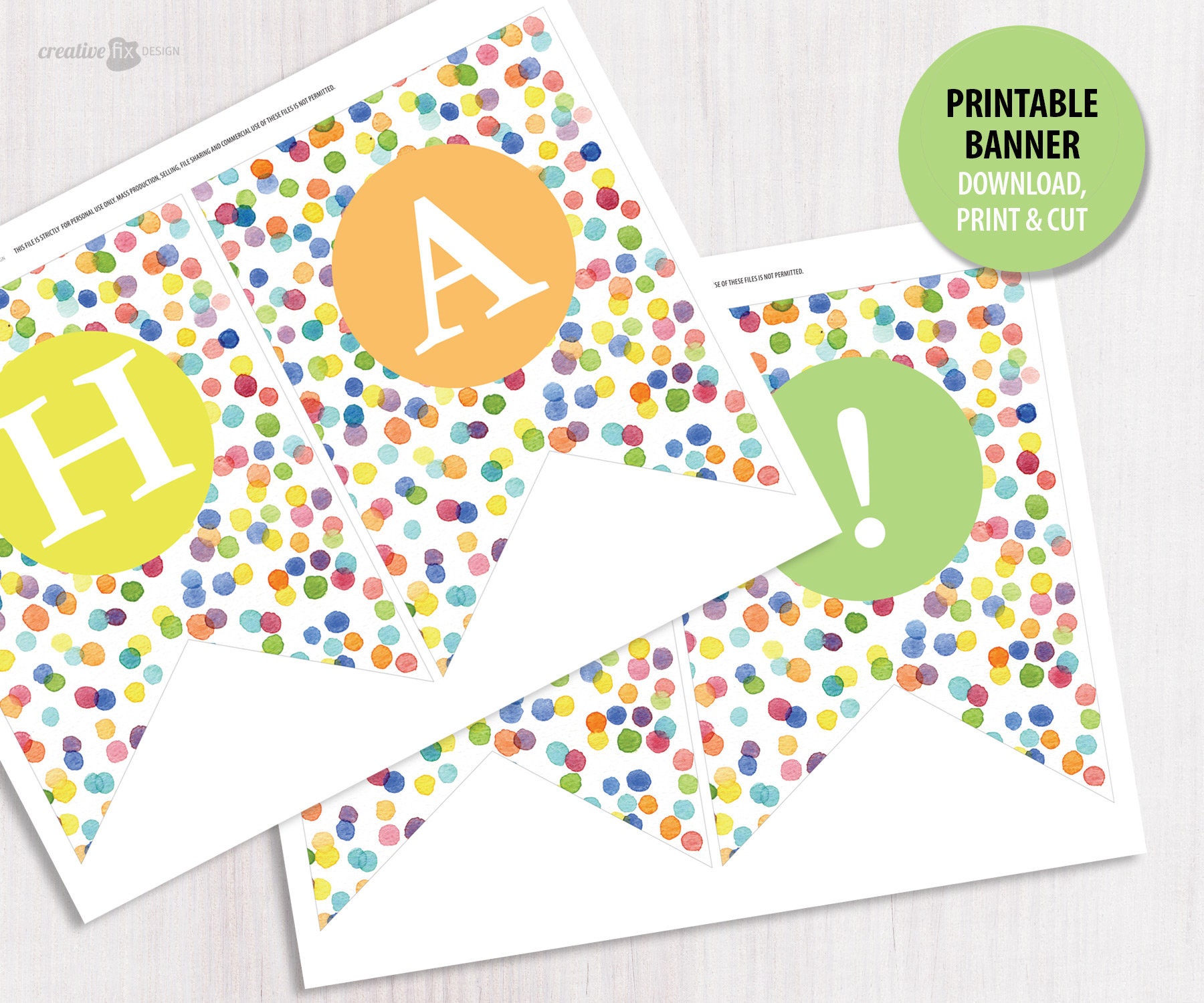 Confetti Happy Birthday Banner. PRINTABLE Colorful Watercolor - Etsy