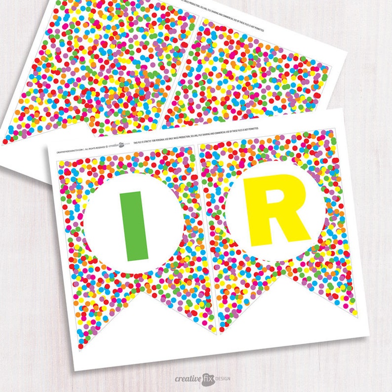Confetti Happy Birthday PRINTABLE Banner. Colorful Birthday - Etsy