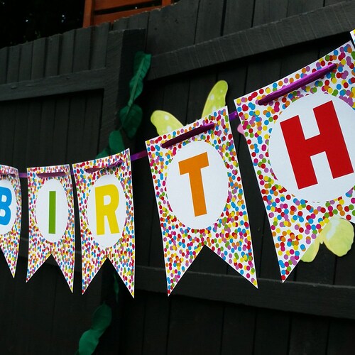 Rainbow Sprinkles Birthday Banner Printable Rainbow Confetti - Etsy