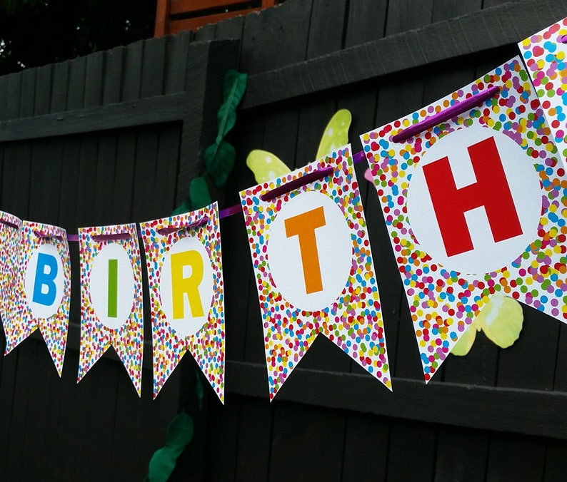 Confetti Happy Birthday PRINTABLE Banner. Colorful Birthday - Etsy
