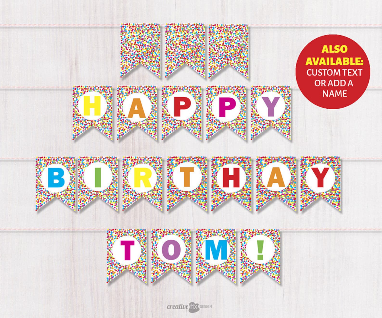 Confetti Happy Birthday PRINTABLE Banner. Colorful Birthday - Etsy