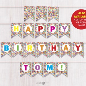 Confetti Happy Birthday PRINTABLE Banner. Colorful Birthday Banner ...
