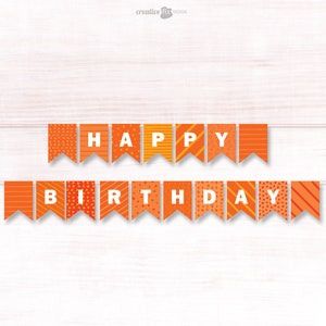 Happy Birthday Orange Banner. PRINTABLE Orange Bunting. Orange Party ...
