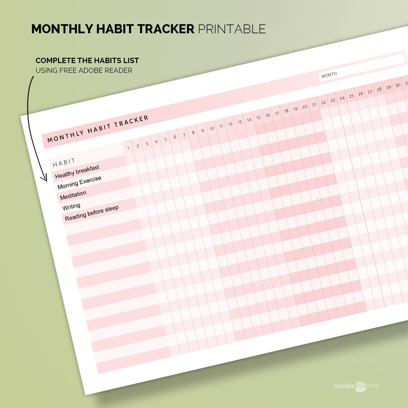 Monthly HABIT TRACKER Printable. to Do List Tracking. Routine - Etsy