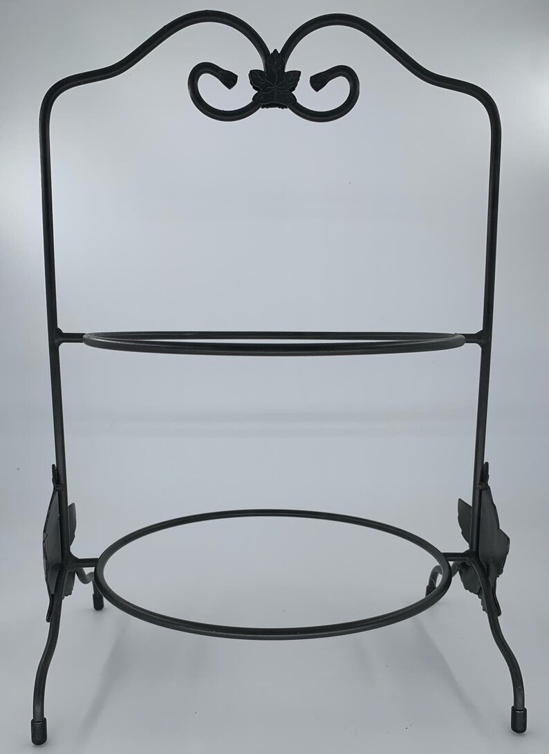 Longaberger Wrought Iron Plate Pie Rack Stand Holder 2 Tiers Maple Leaf ...
